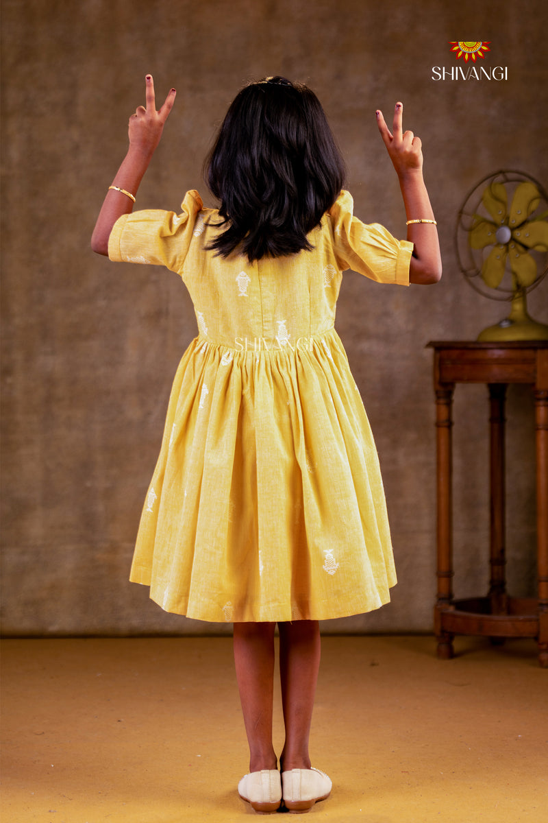 Yellow Fishtail Frock For Kids