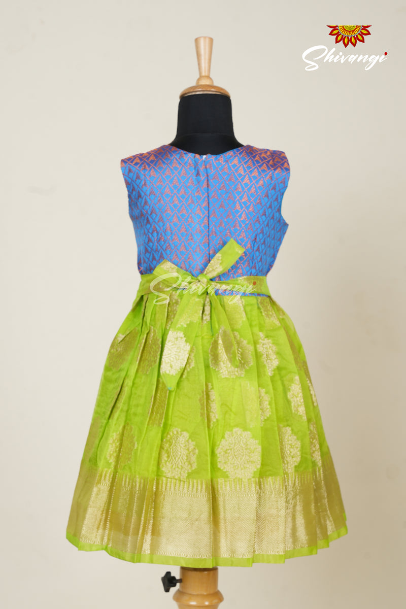 Kids Green Shaded Organza Frock