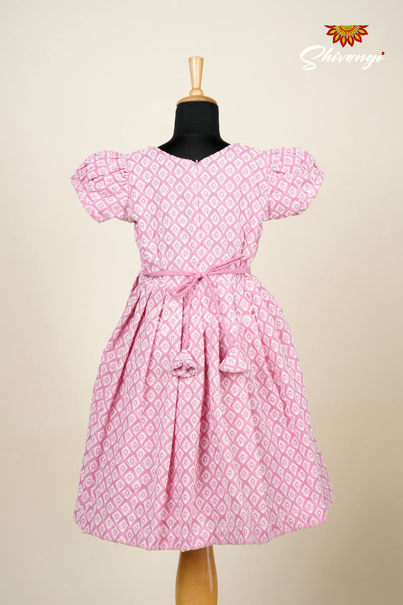 Pink Pastel Pud Frock For Girls