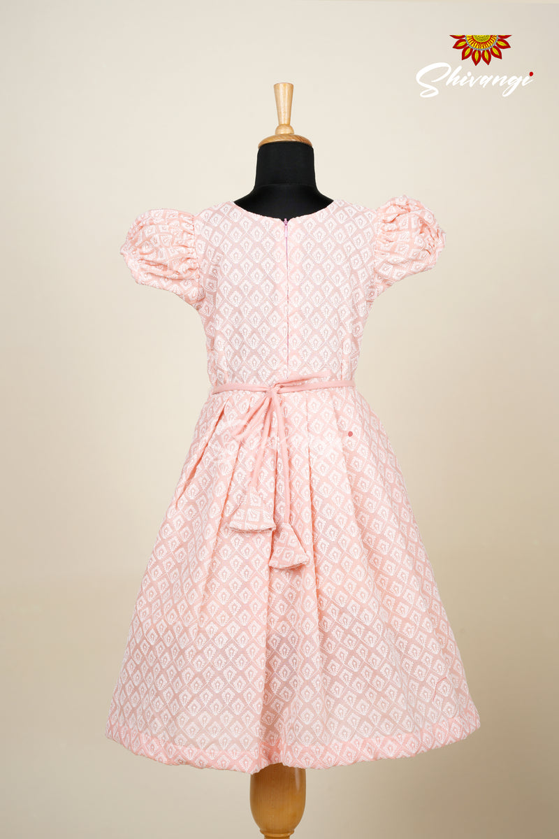 Peach Pastel Pud Frock For Girls