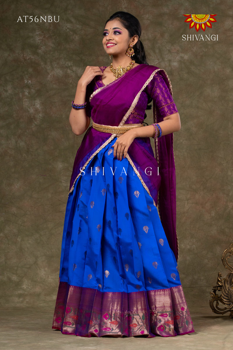 Traditional Pavadai Davani Designs for Girls in Blue
