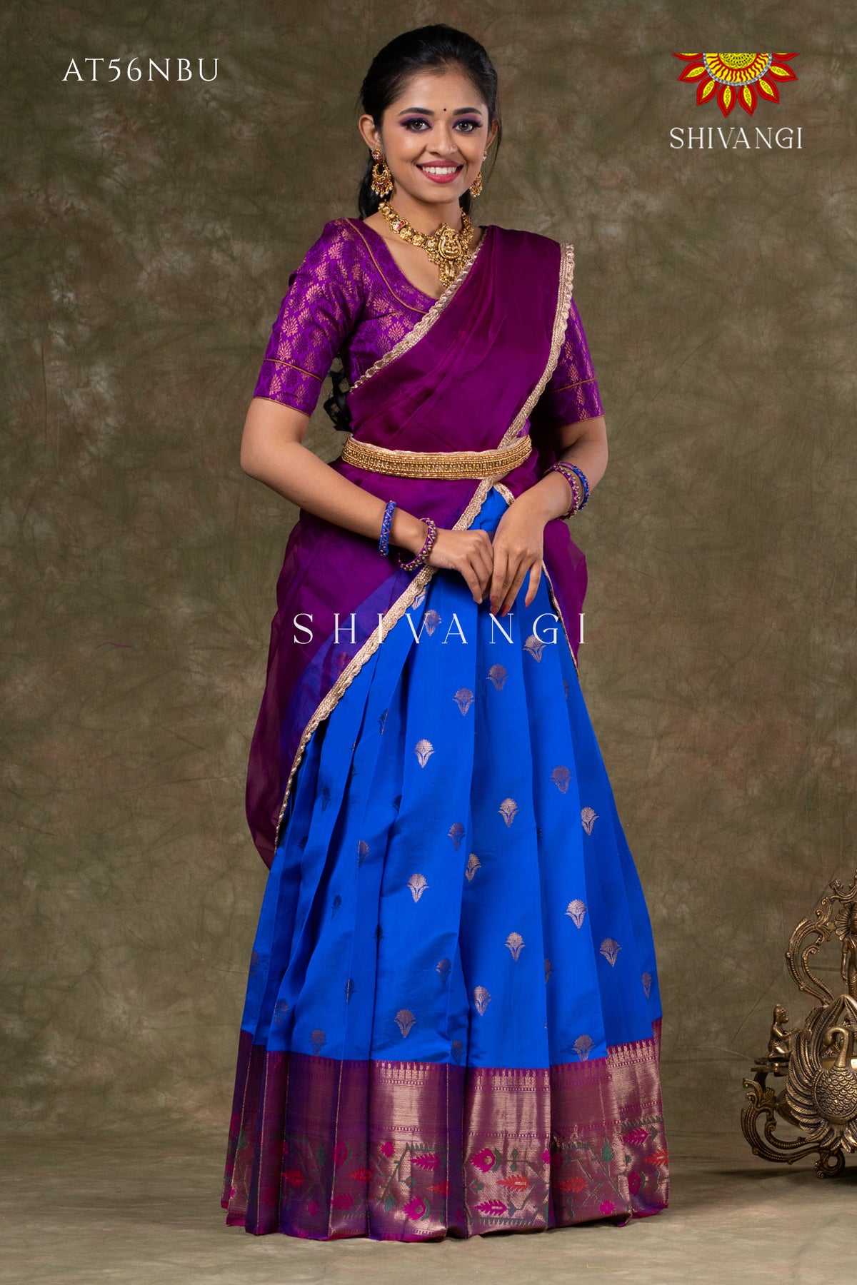 Traditional Pavadai Davani Designs for Girls in Blue