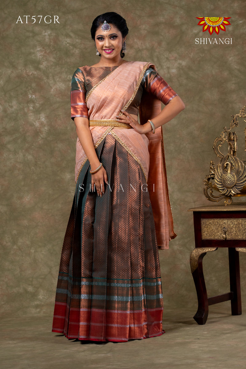 Readymade half and half saree model for girls and ladies