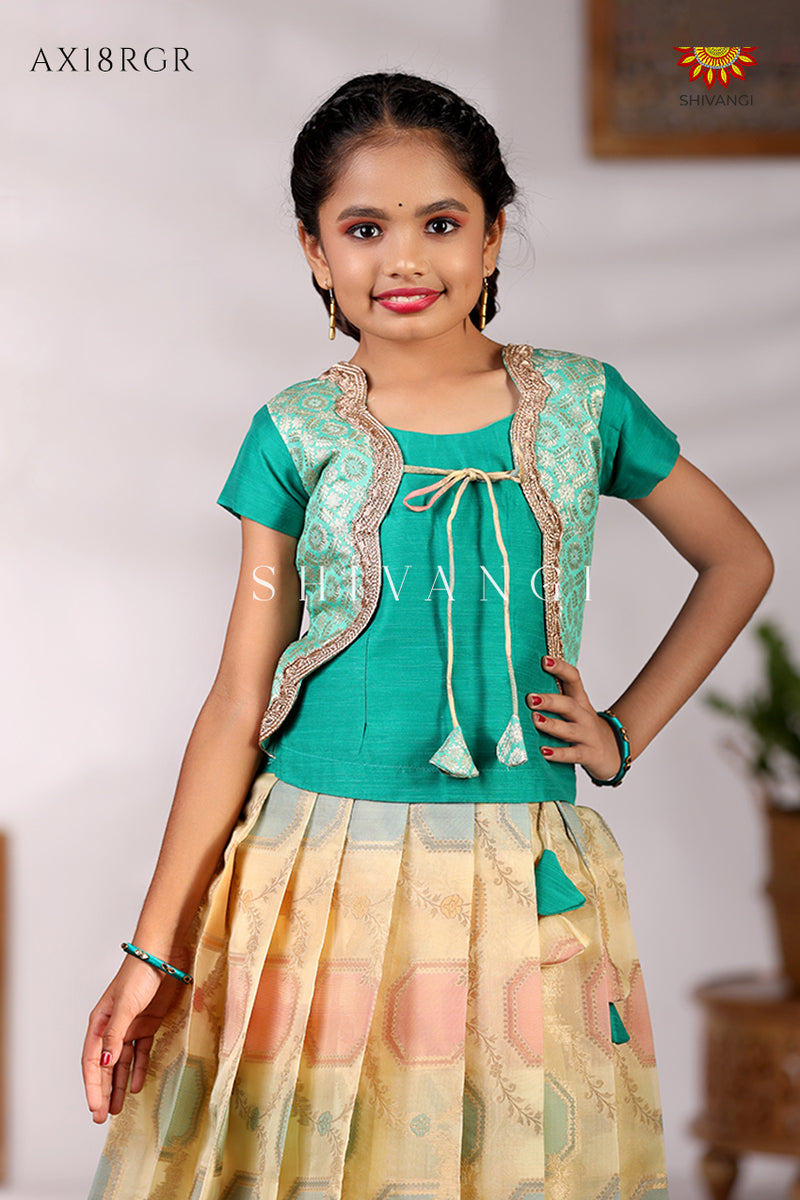 Festive Collection - Ramar Green Gem Stone Pattu Pavadai