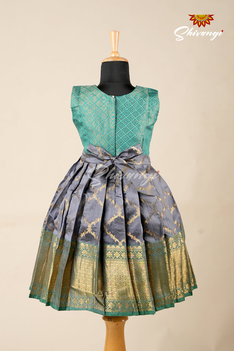 Grey Morracan Link Frock For Kids