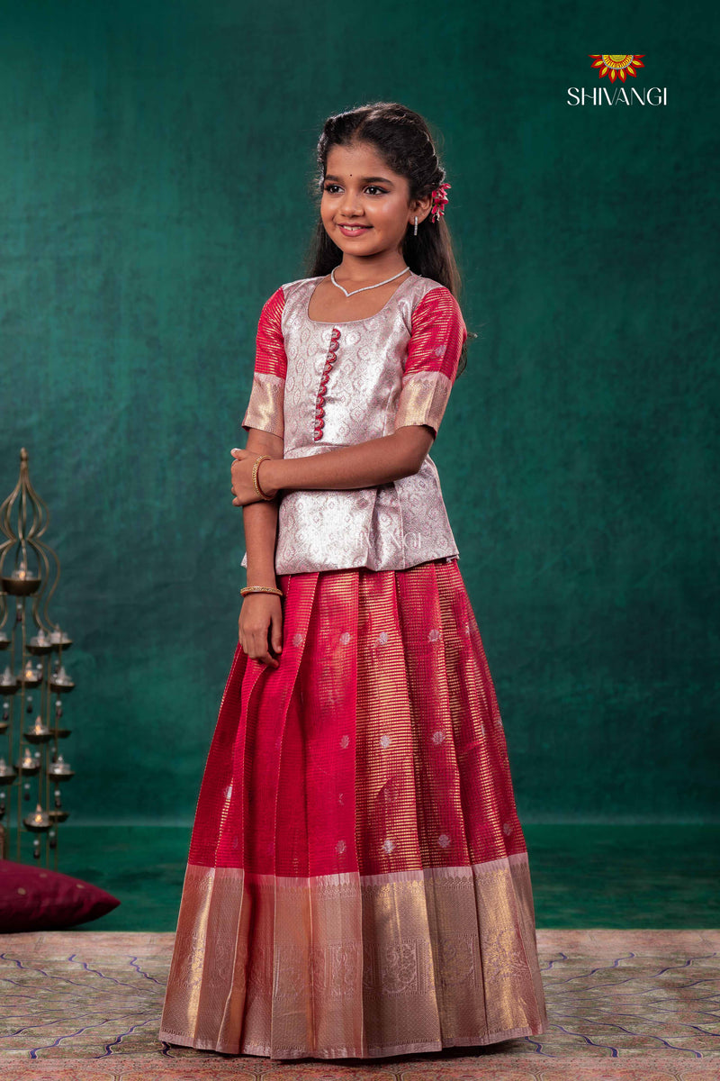 Red Mayapavai Traditional Pattu Pavadai Set