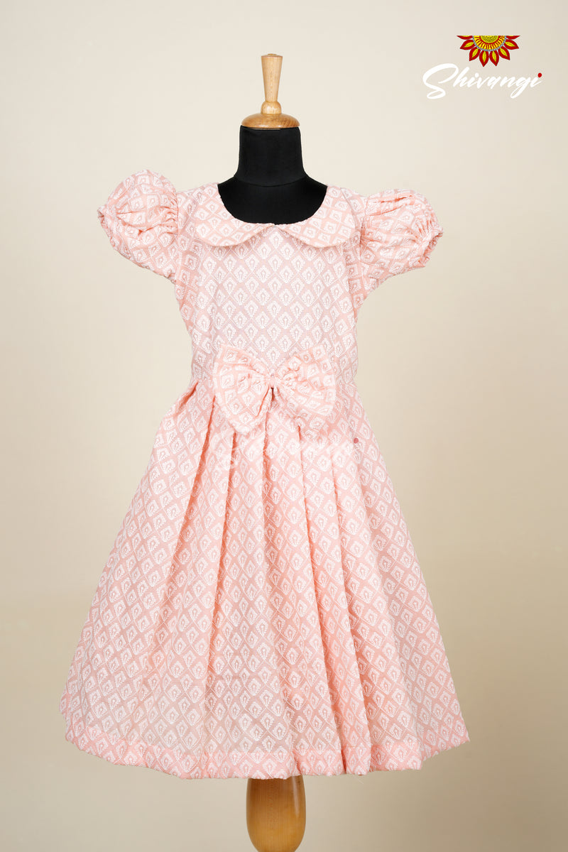 Peach Pastel Pud Frock For Girls