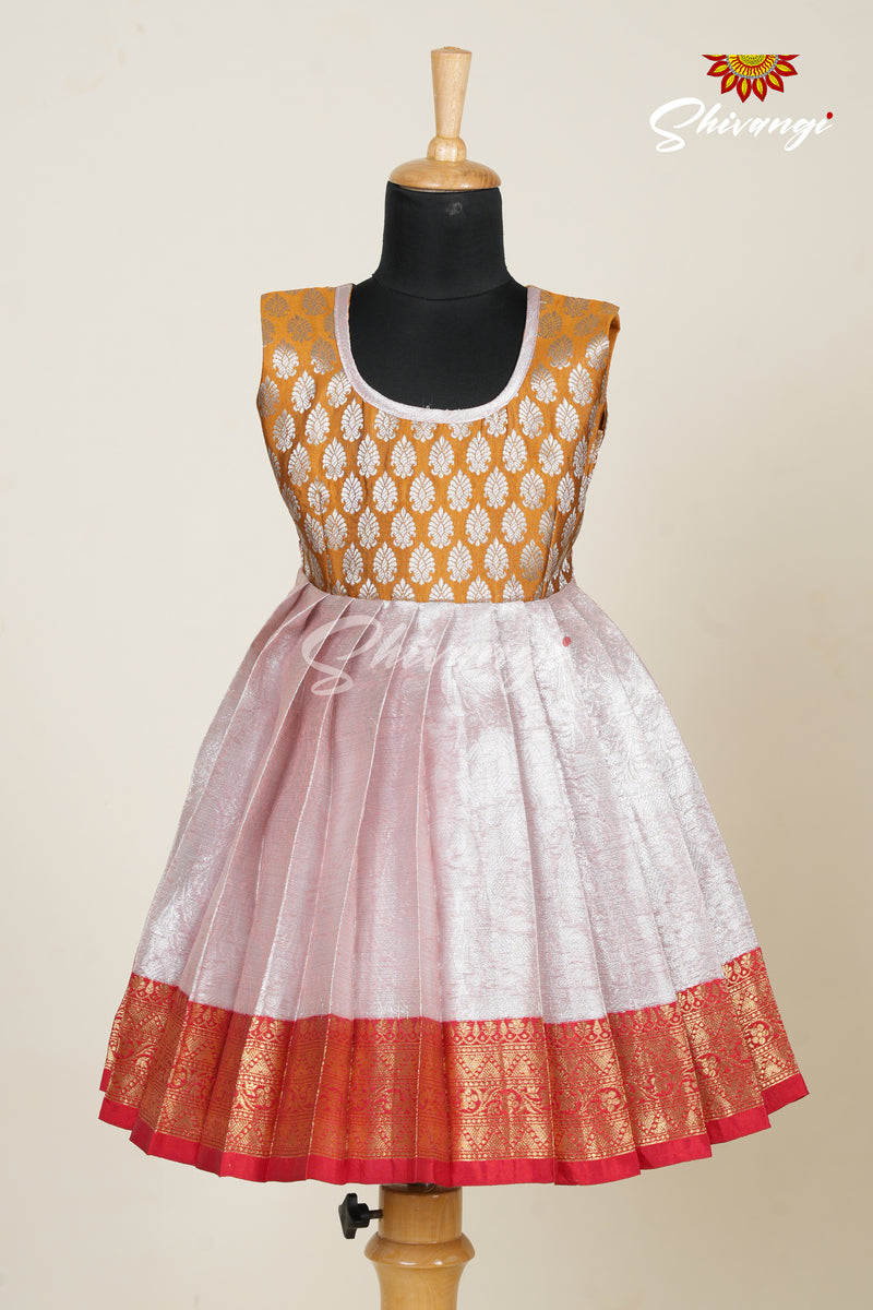 Girls Red Silver Algae Frock