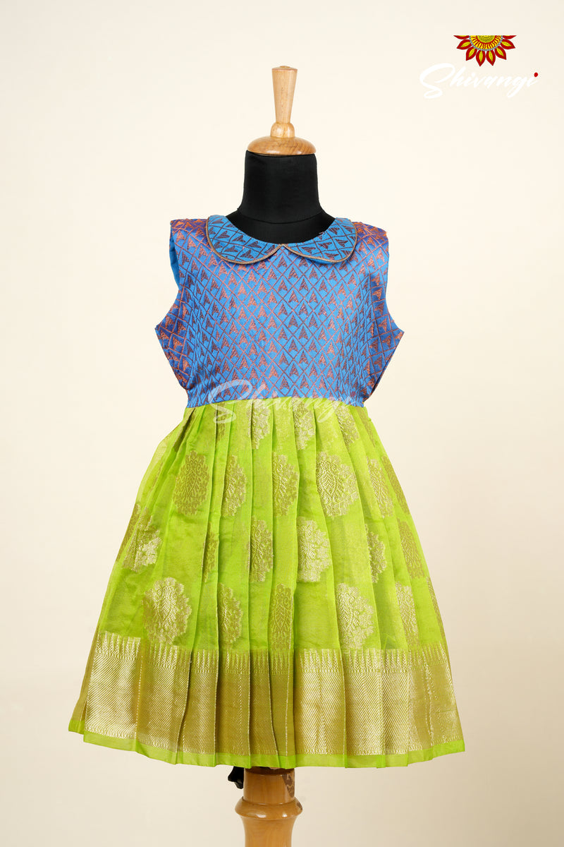 Kids Green Shaded Organza Frock