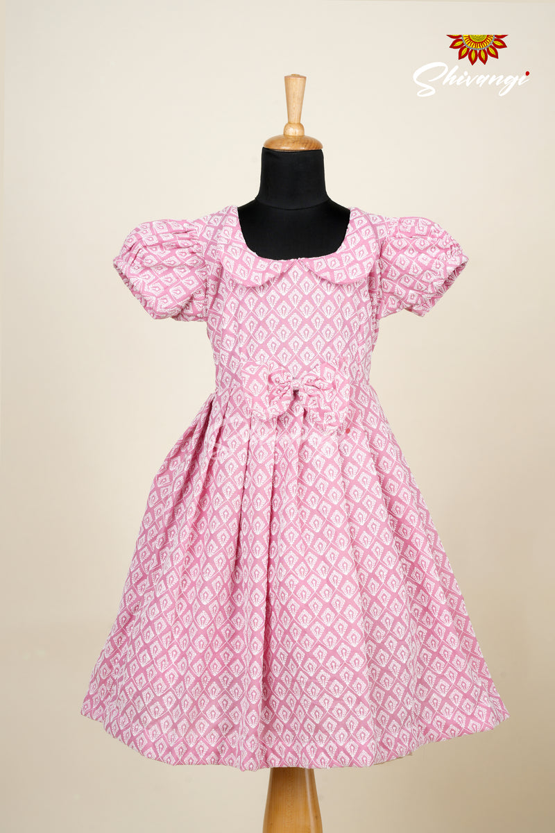 Pink Pastel Pud Frock For Girls
