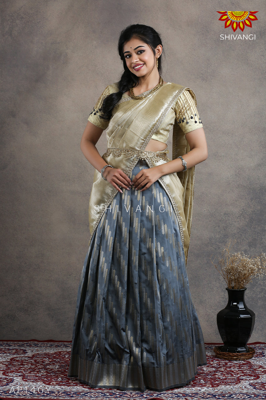 Half N Half Silk half saree davani for girls