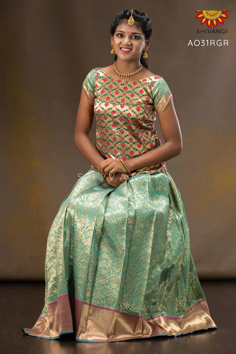 Girls Ramar Green Lotus Garden Pattu Pattupavadai - Shivangi
